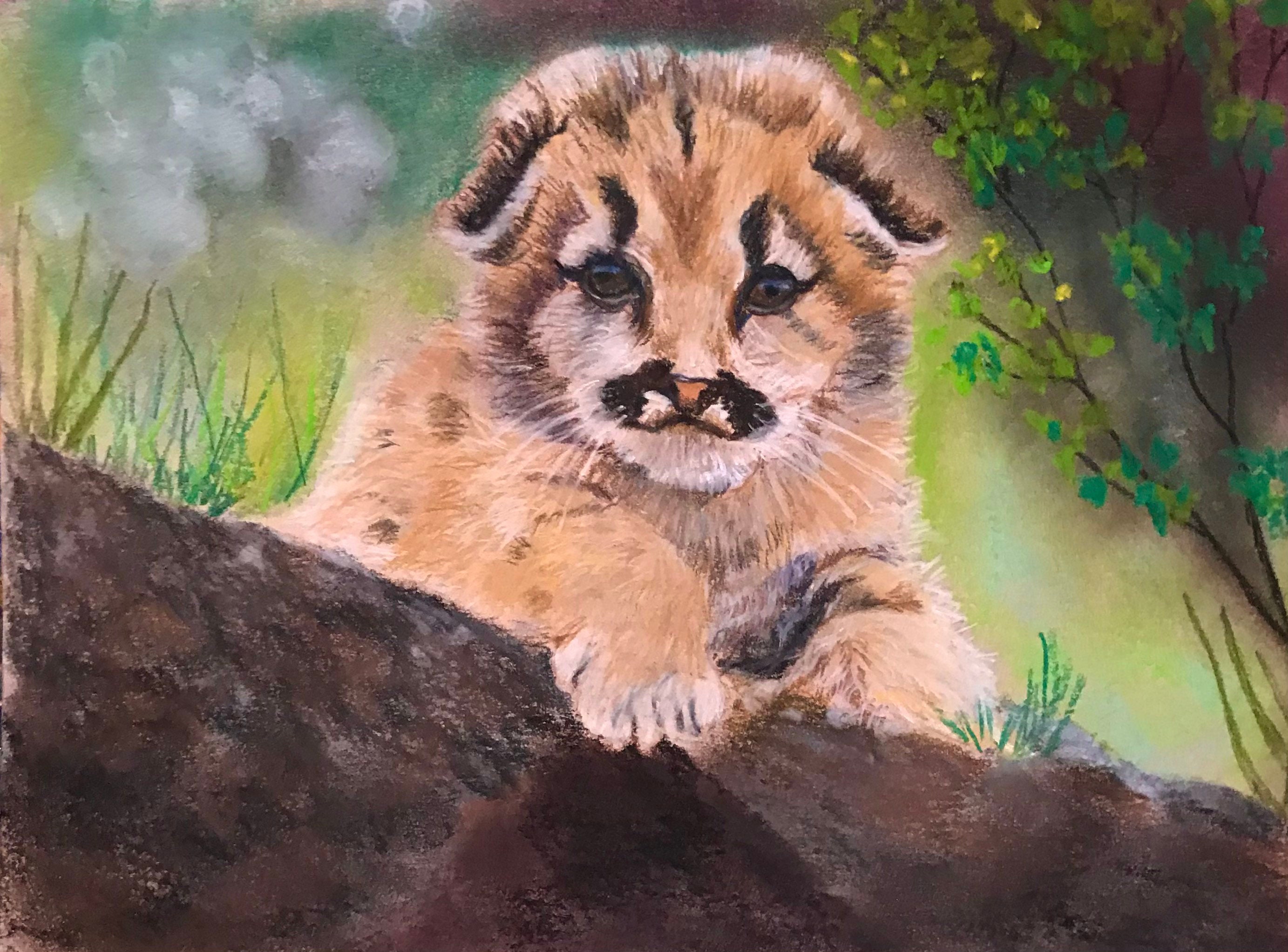 Baby Cheetah Painting Original Pastel Art Wildlife Art Debbie Ritter ...