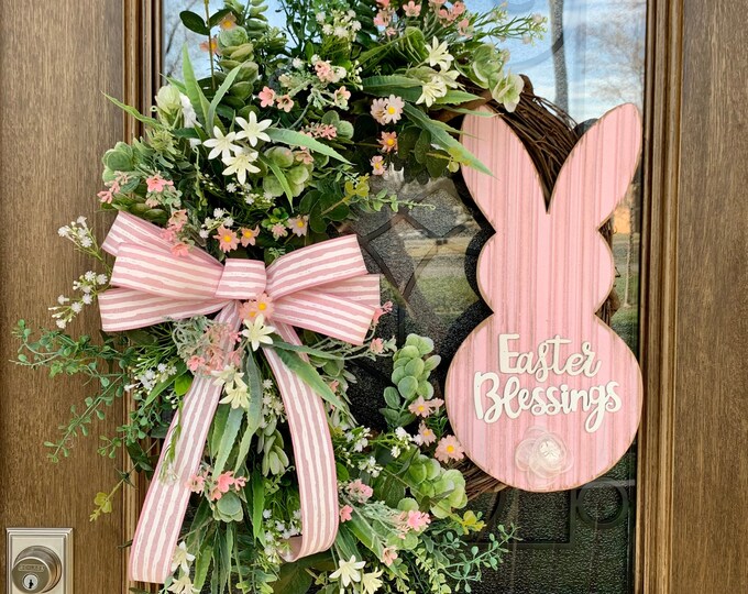 Easter Grapevine Wreath With Bunny, Easter Bunny Grapevine Wreath With ...