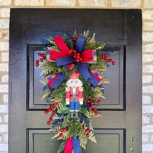 Nutcracker Swag for Door, Holiday Front Door Decor, Traditional ...