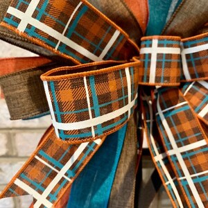 Fall Bow, Fall Bow for Wreath, Fall Bow for Lantern, Orange and Blue ...