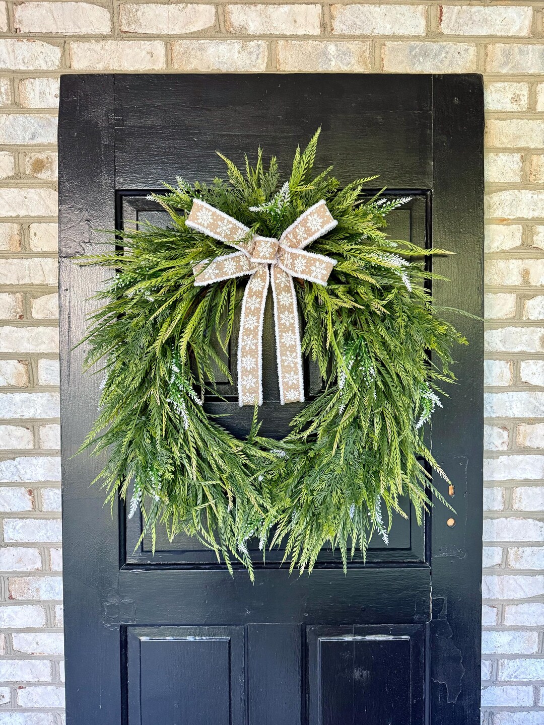 Winter Greenery Wreath: Grapevine Christmas Wreath With Snowflakes - Etsy