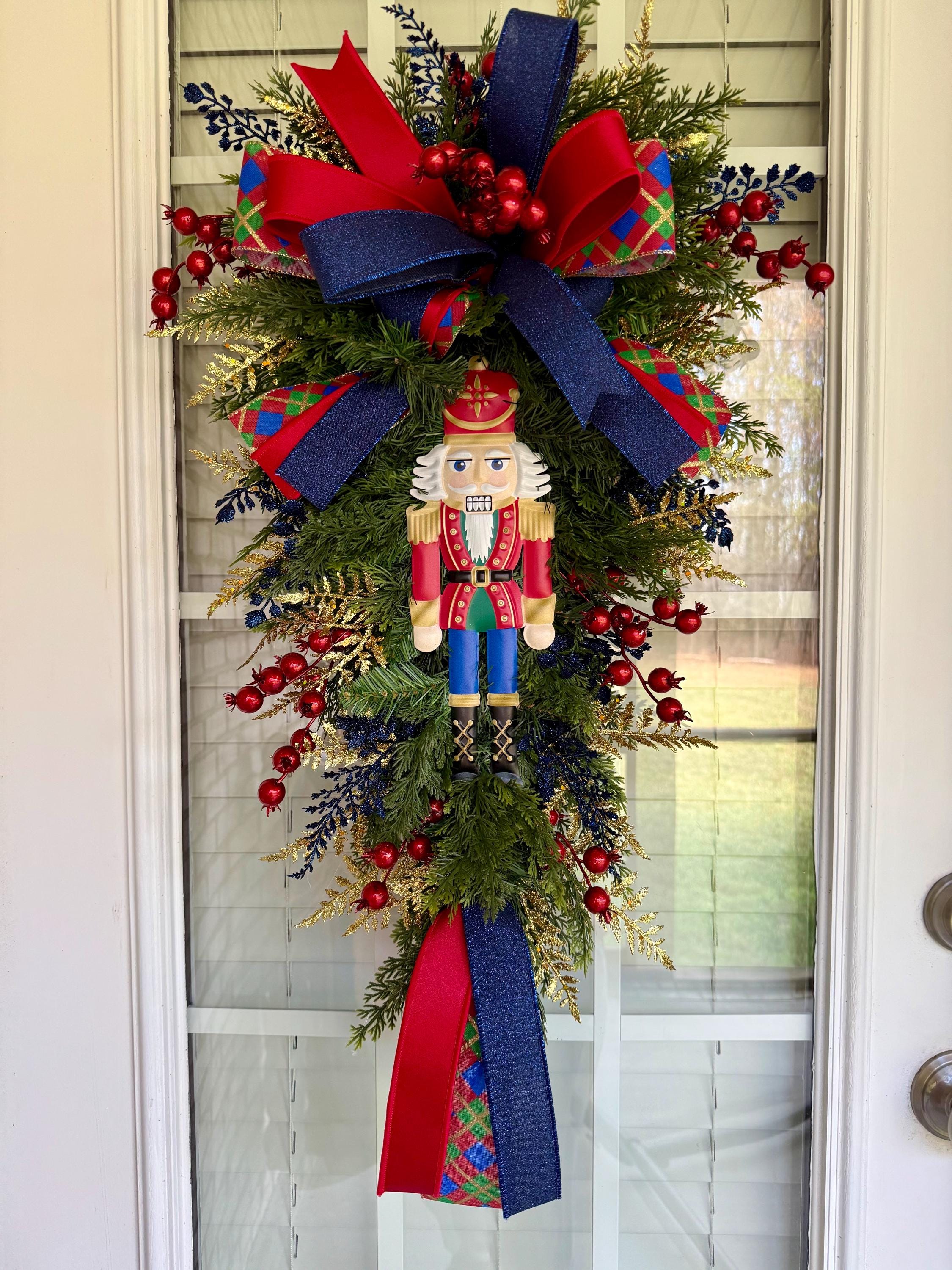 Nutcracker Swag for Door, Holiday Front Door Decor, Traditional ...