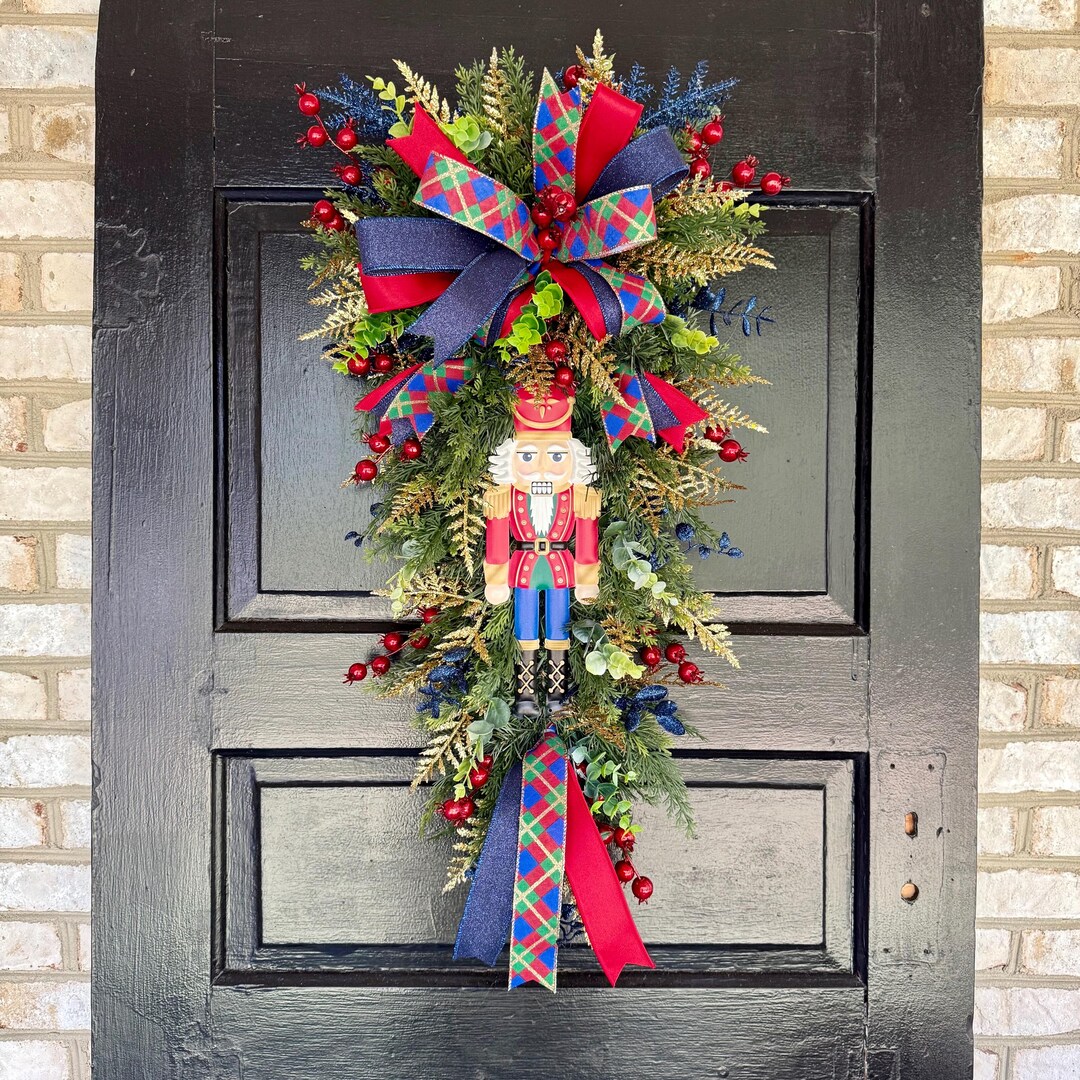 Nutcracker Swag for Door, Holiday Front Door Decor, Traditional ...