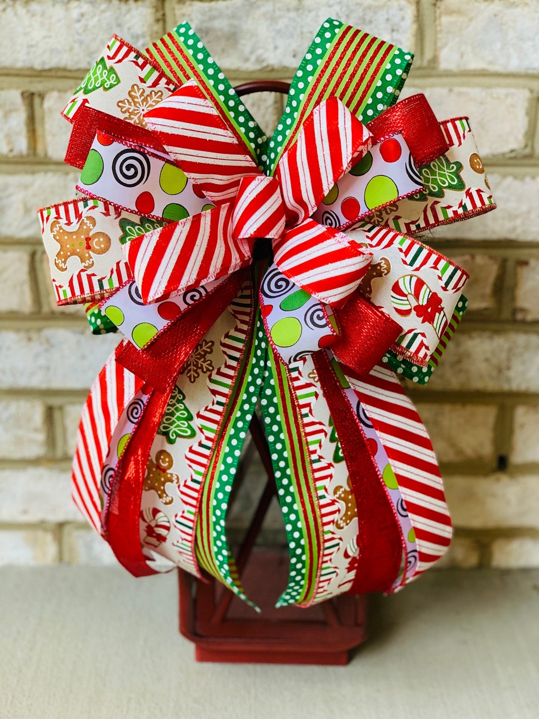 Gingerbread Bow, Gingerbread Christmas Bow, Lime Green Christmas Bow ...