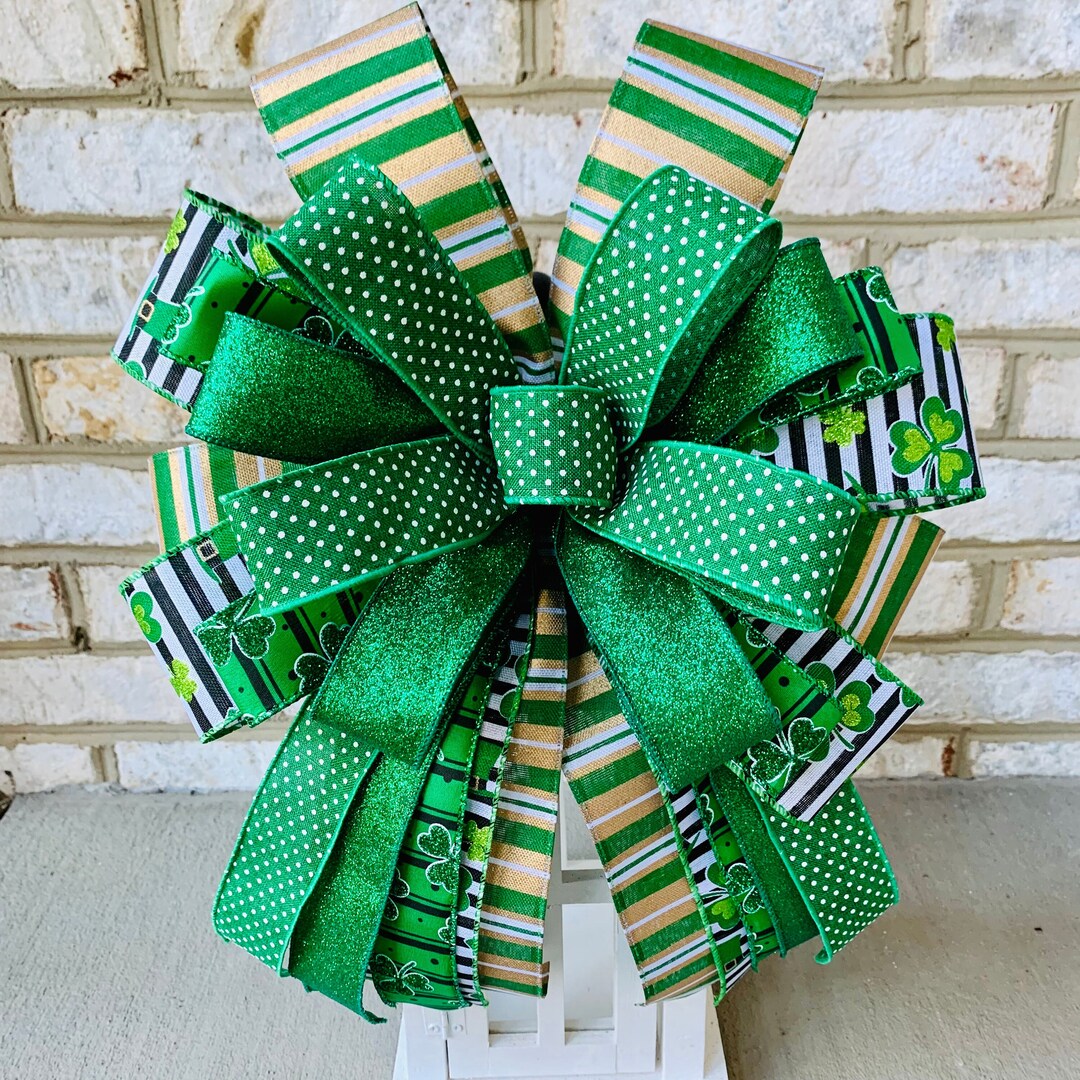 St. Patrick’s Wreath Bow, St. Patrick’s Day Bow, Green Bow for St ...