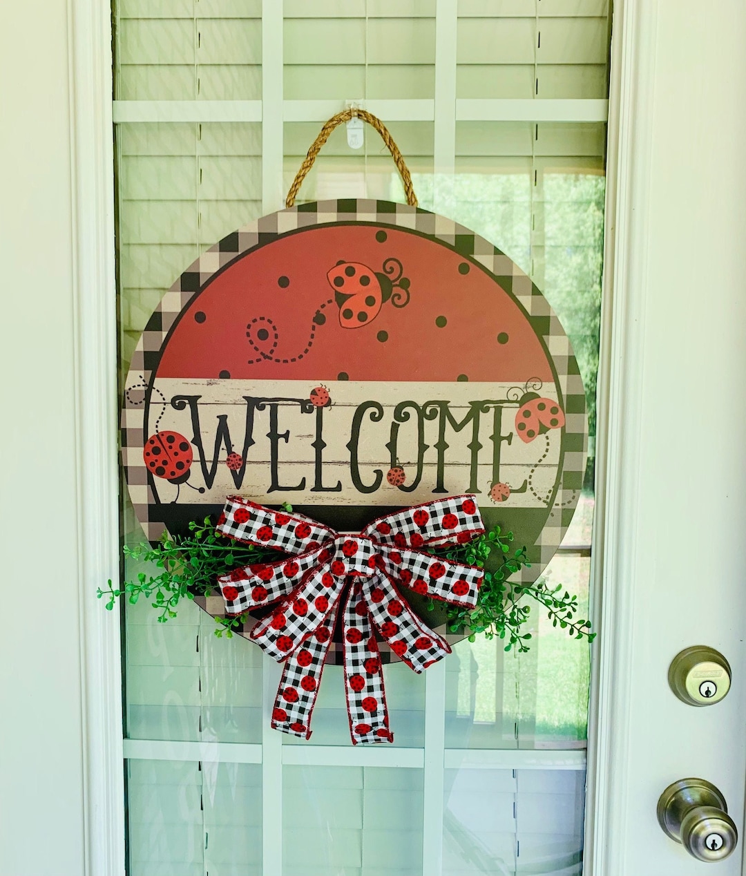 Ladybug Door Hanger, Ladybug Front Door Hanger, Door Sign With Ladybug ...