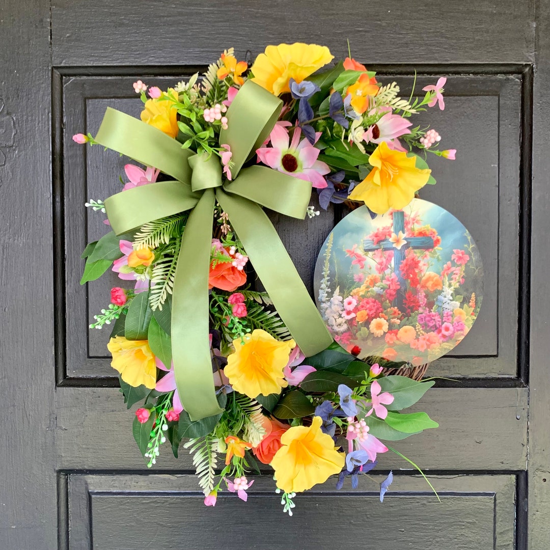 Easter Grapevine Flower Wreath, Spring Flower Grapevine Wreath, Easter ...