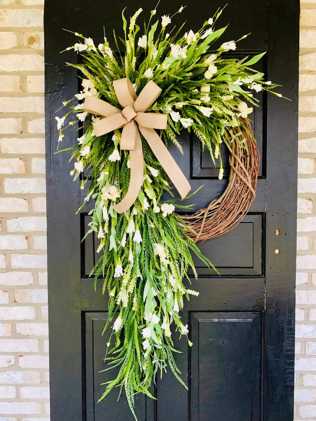 Greenery Grapevine Door Wreath, Saw Grass Wreath, Spring Greenery ...