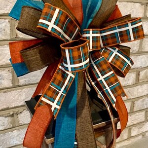 Fall Bow, Fall Bow for Wreath, Fall Bow for Lantern, Orange and Blue ...