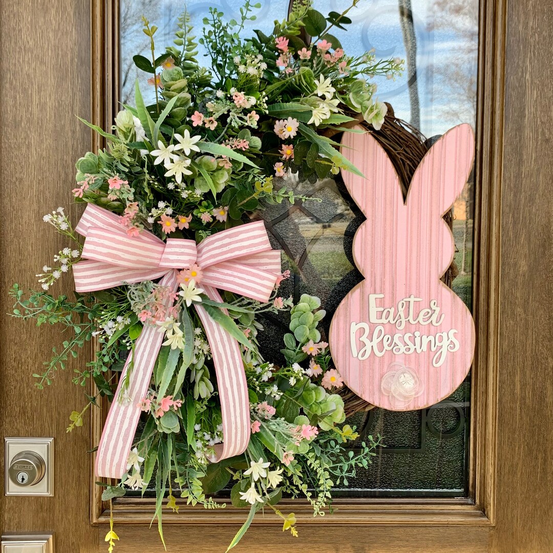Easter Grapevine Wreath With Bunny, Easter Bunny Grapevine Wreath With ...