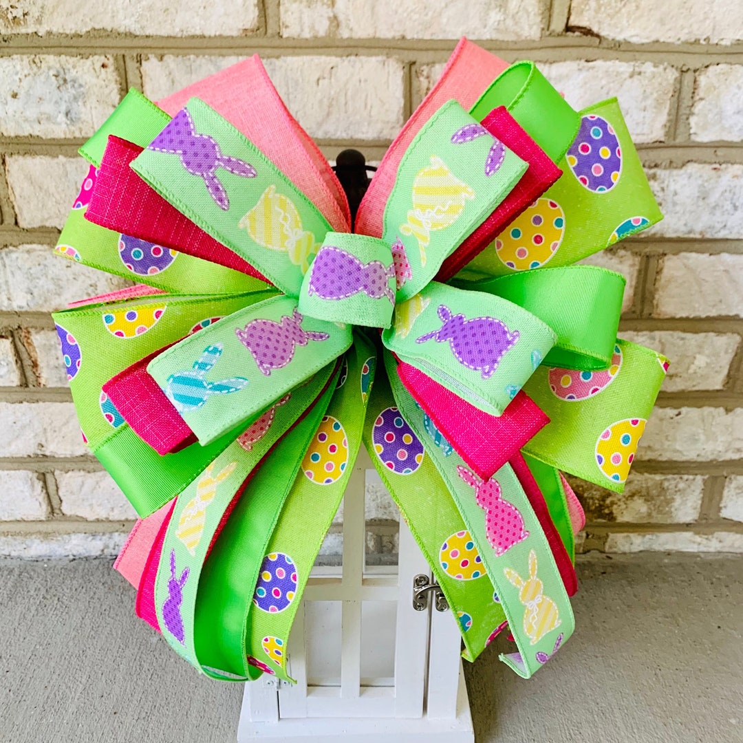 Easter Bunny Bow for Lantern, Easter Egg Bow for Wreath, Easter Lantern ...