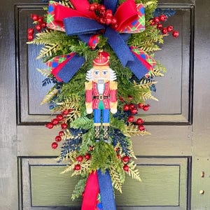 Nutcracker Swag for Door, Holiday Front Door Decor, Traditional ...