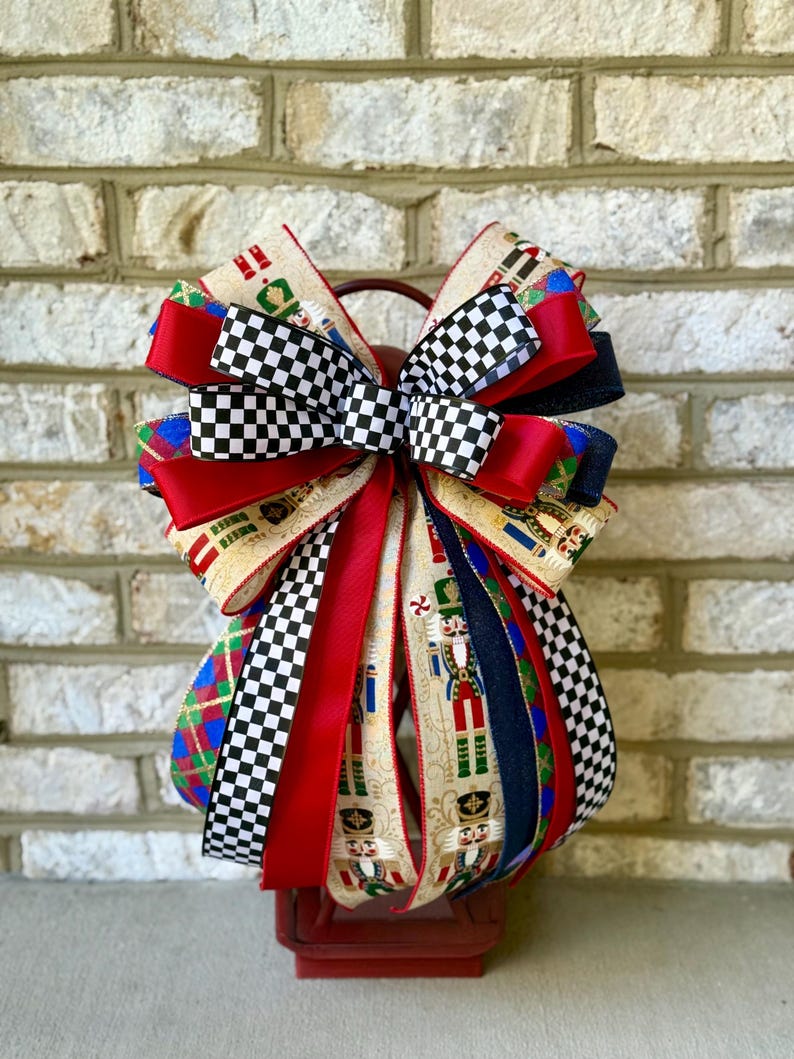 Nutcracker Christmas Bow, Christmas Lantern Bow, Nutcracker Holiday Bow ...