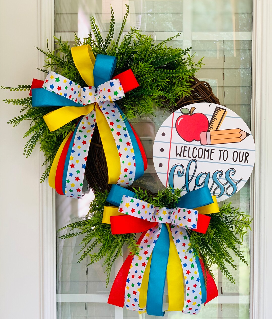 Back to School Door Wreath, Classroom Wreath for Teachers, Welcome Back ...