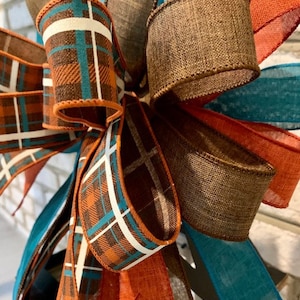 Fall Bow, Fall Bow for Wreath, Fall Bow for Lantern, Orange and Blue ...