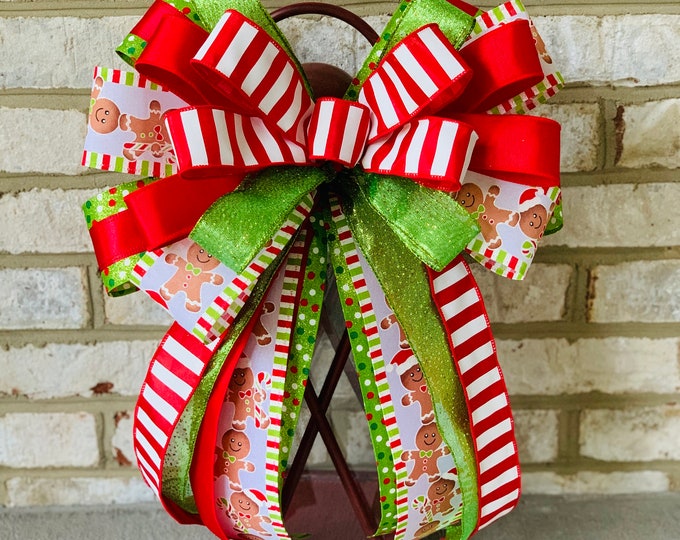 Gingerbread Bow, Gingerbread Christmas Bow, Lime Green Christmas Bow ...