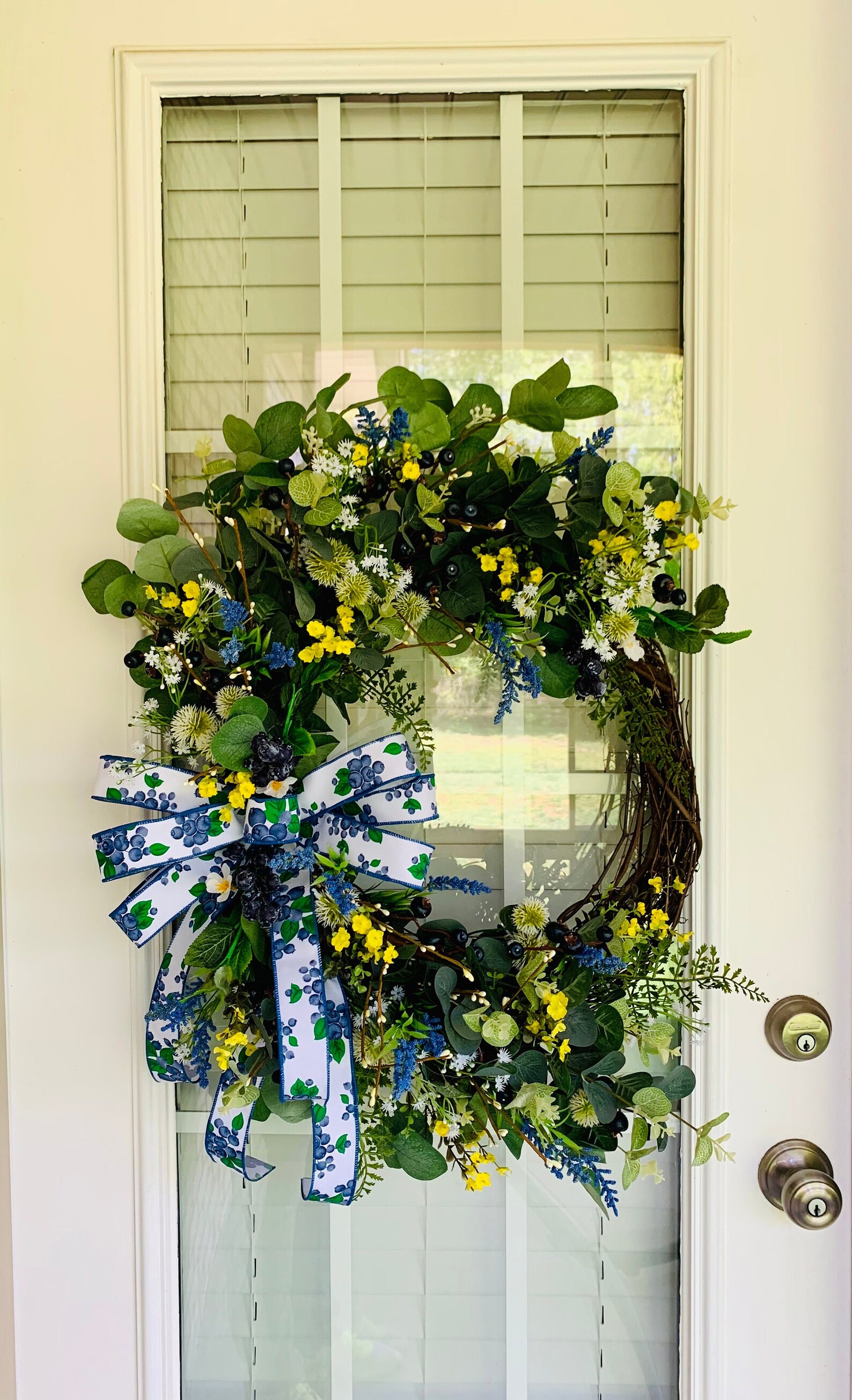 Blueberry Wreath for the Front Door, Blueberry Eucalyptus Wreath ...
