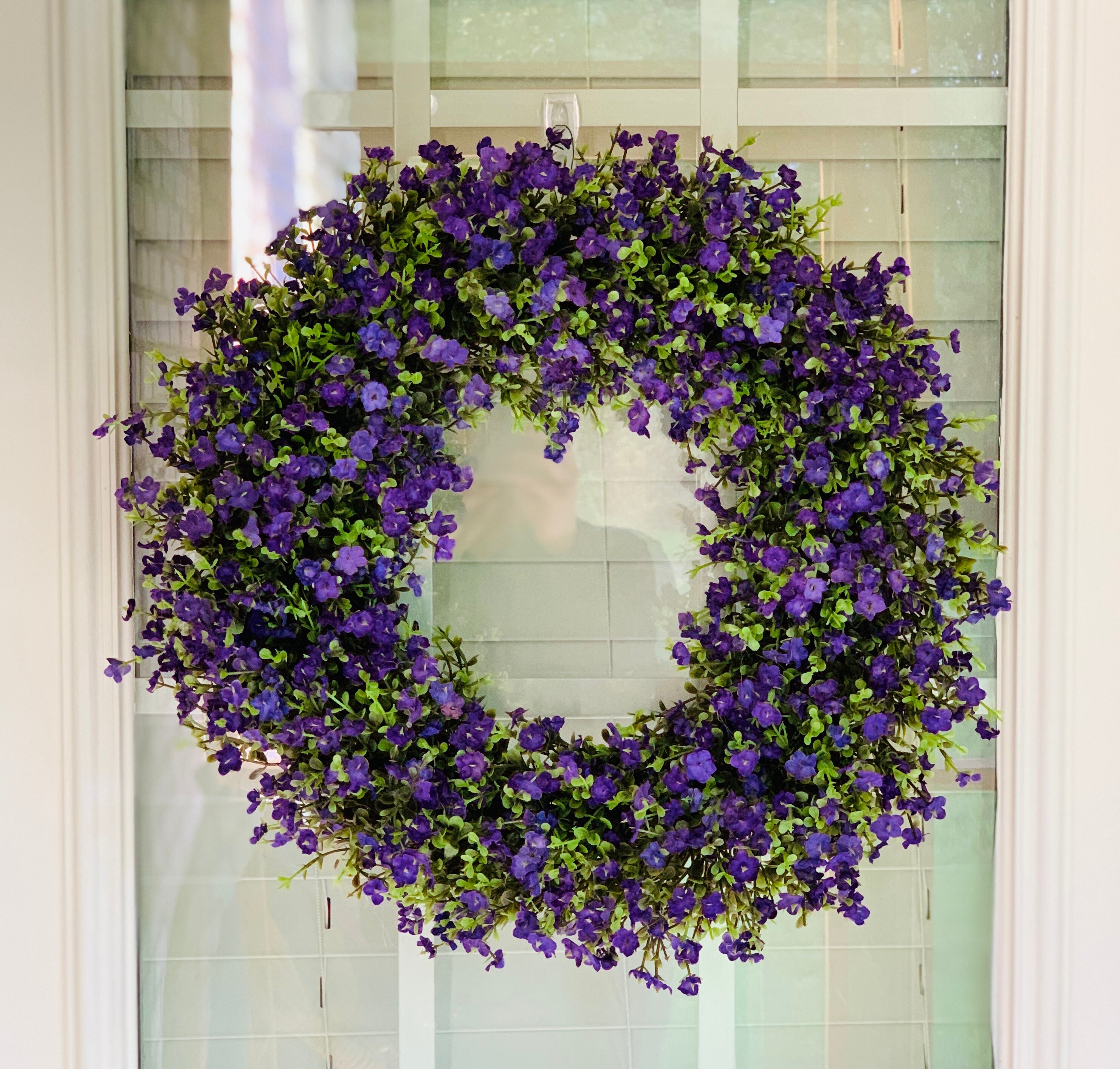 Floral Wreath With Purple Flowers, Everyday Floral Grapevine Wreath for ...