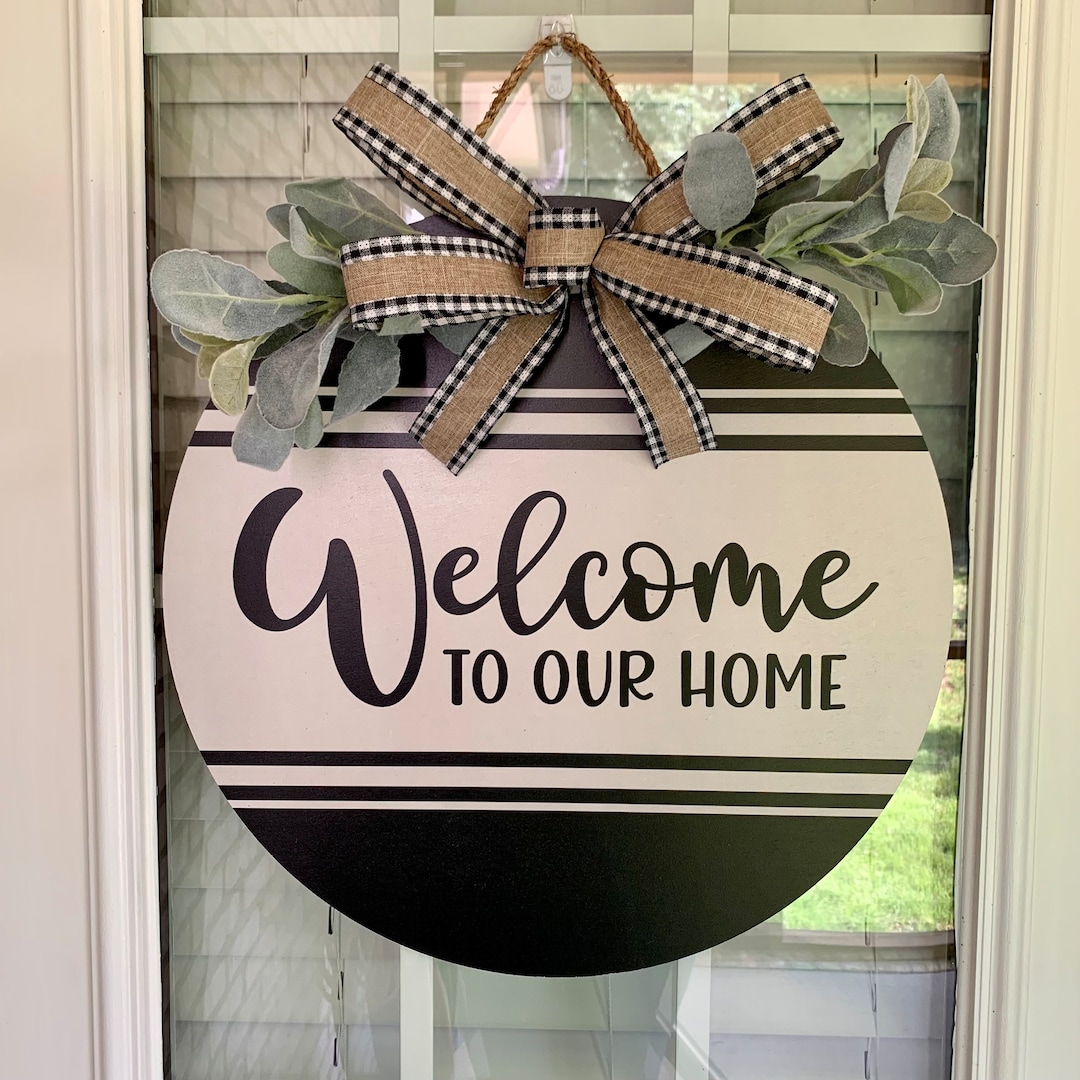 Front Door Welcome Hanger, Welcome to Our Home Sign, Welcome Wreath ...