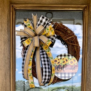 Sunflower Welcome Wreath for Front Door, Sunflower Grapevine Door ...