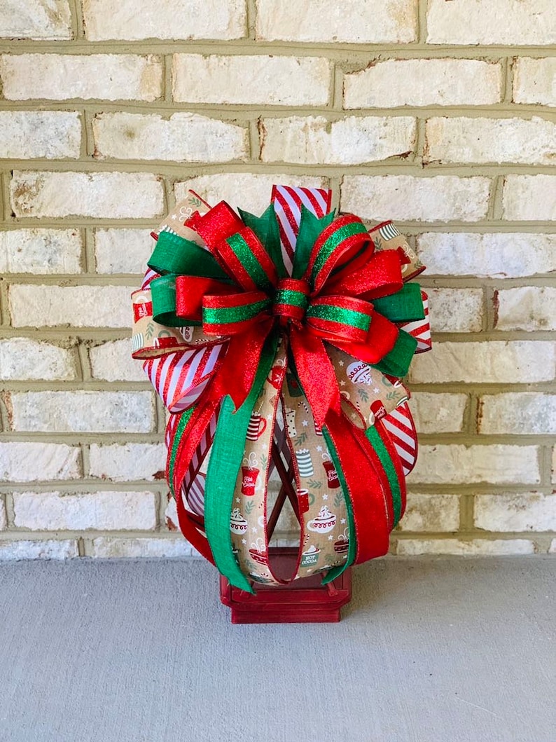 Hot Cocoa Lantern Bow Christmas Bow For Wreath Christmas Bow Etsy