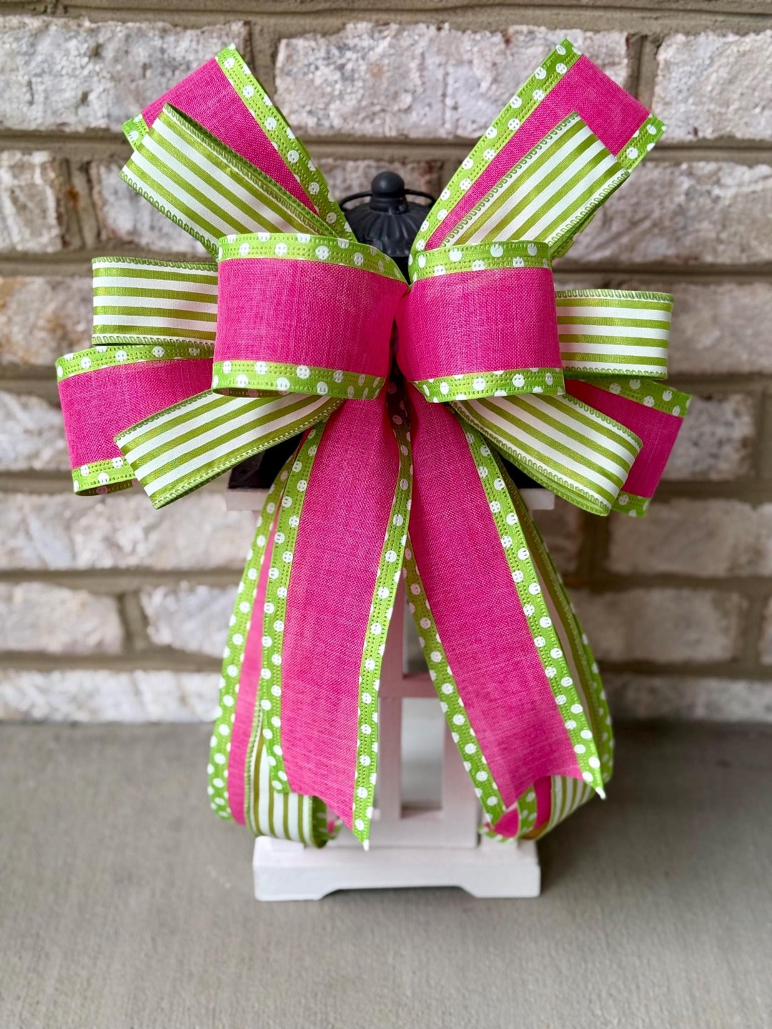 Spring Wreath Bow, Polka Dot Wreath Bow, Spring Lantern Bow, Spring Bow ...