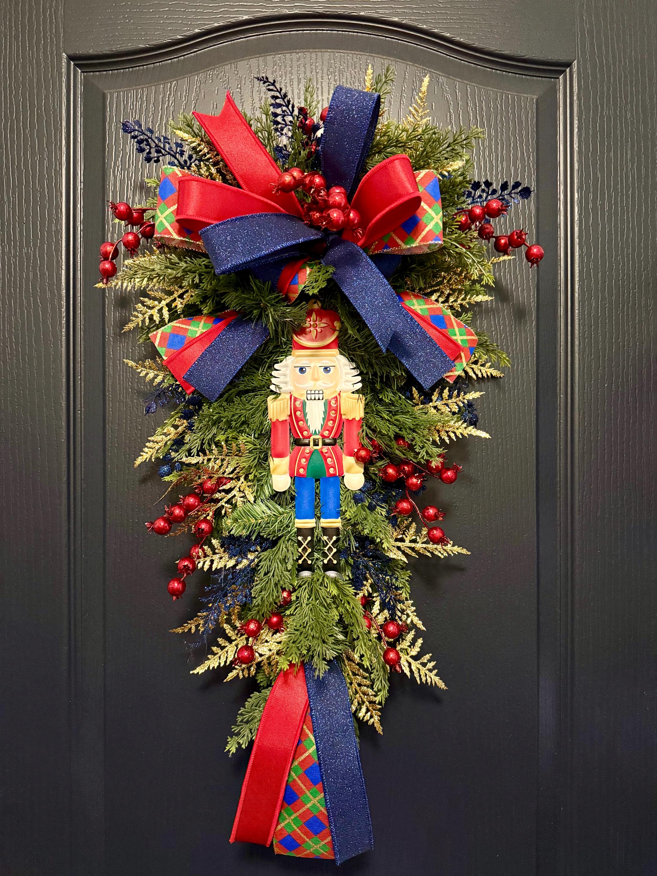 Nutcracker Swag for Door, Holiday Front Door Decor, Traditional ...