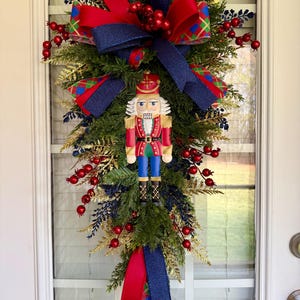Nutcracker Swag for Door, Holiday Front Door Decor, Traditional ...