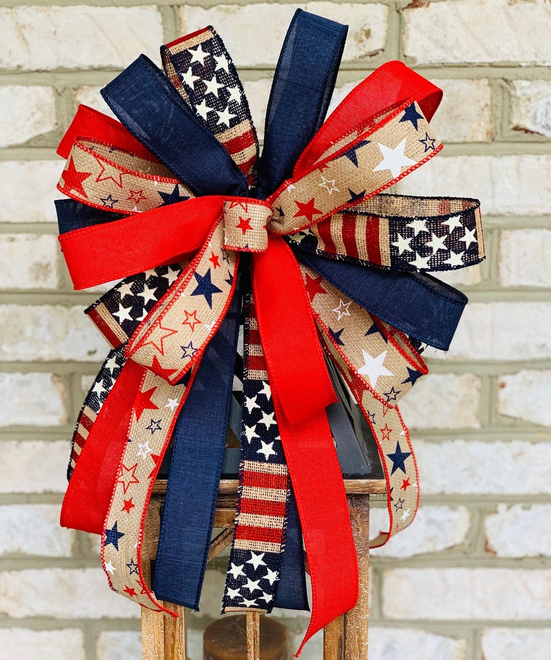 Patriotic Flag Bow, Red White and Blue Bow, 4th of July, USA Flag Bow ...