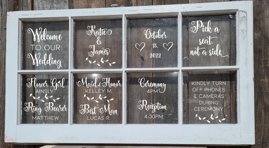 Wedding Decor Wedding Sign Wedding Window Sticker Window Pane Decal ...