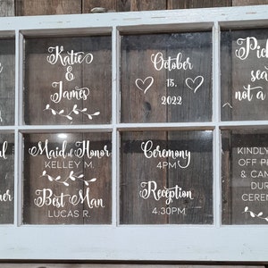 Wedding Decor Wedding Sign Wedding Window Sticker Window Pane Decal ...