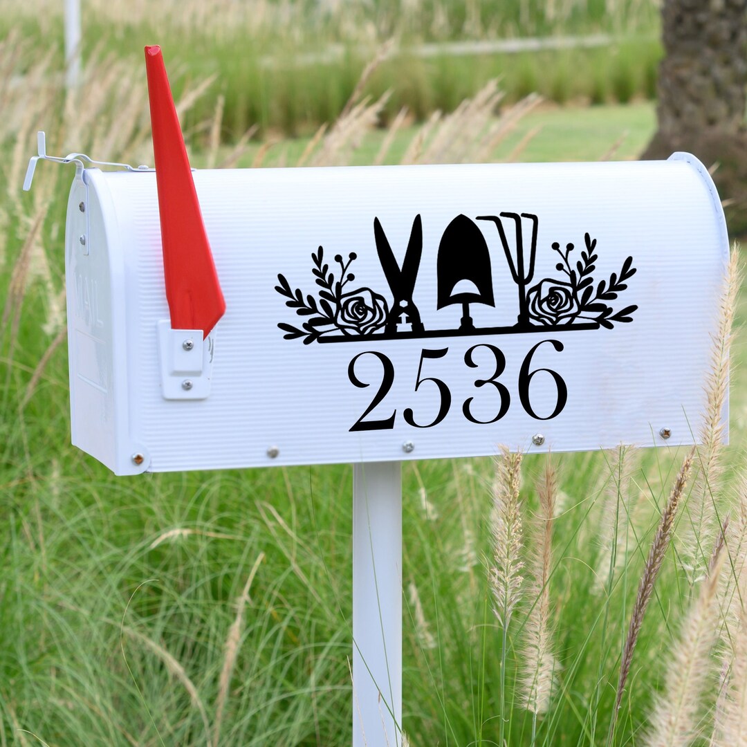 Flower Mailbox Decal Gardening Mailbox Street Number Mailbox Decal ...