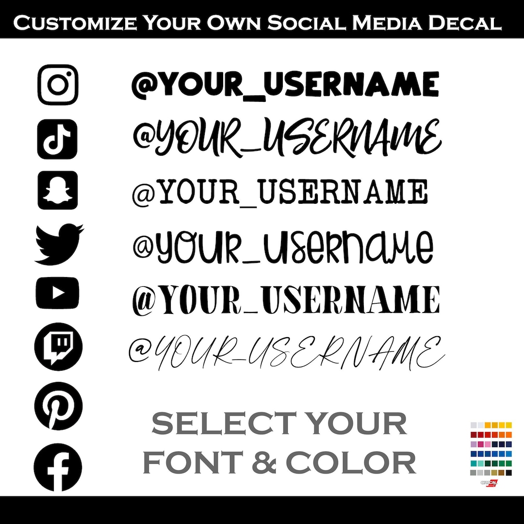 Custom Instagram Decal Sticker, Customized Username Car Decal, Social ...