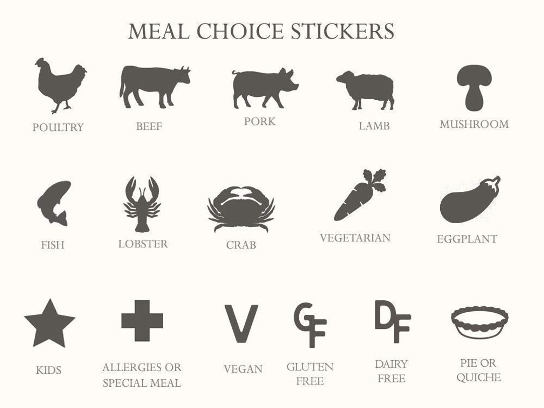 Wedding Meal Choice Stickers: Custom Menu Options - Etsy