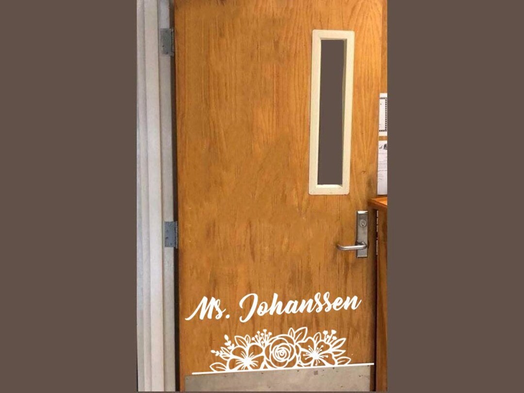 Floral Classroom Door Decal, Floral Teacher Name Decal, Teacher Name ...