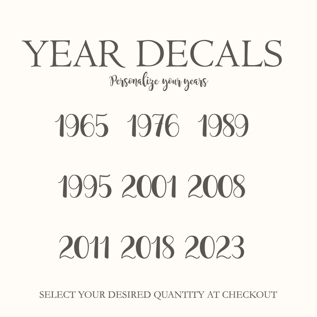 Personalized Year Decal, Year Stickers, Number Decal, Birthday Party ...