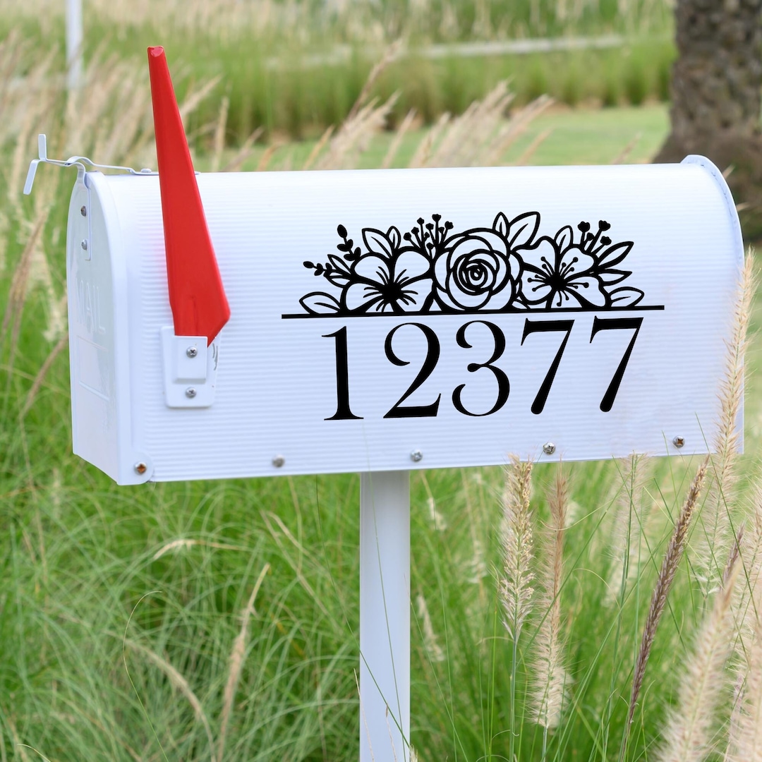 Flower Mailbox Decal Floral Mailbox Sticker Floral Personalized Mailbox ...