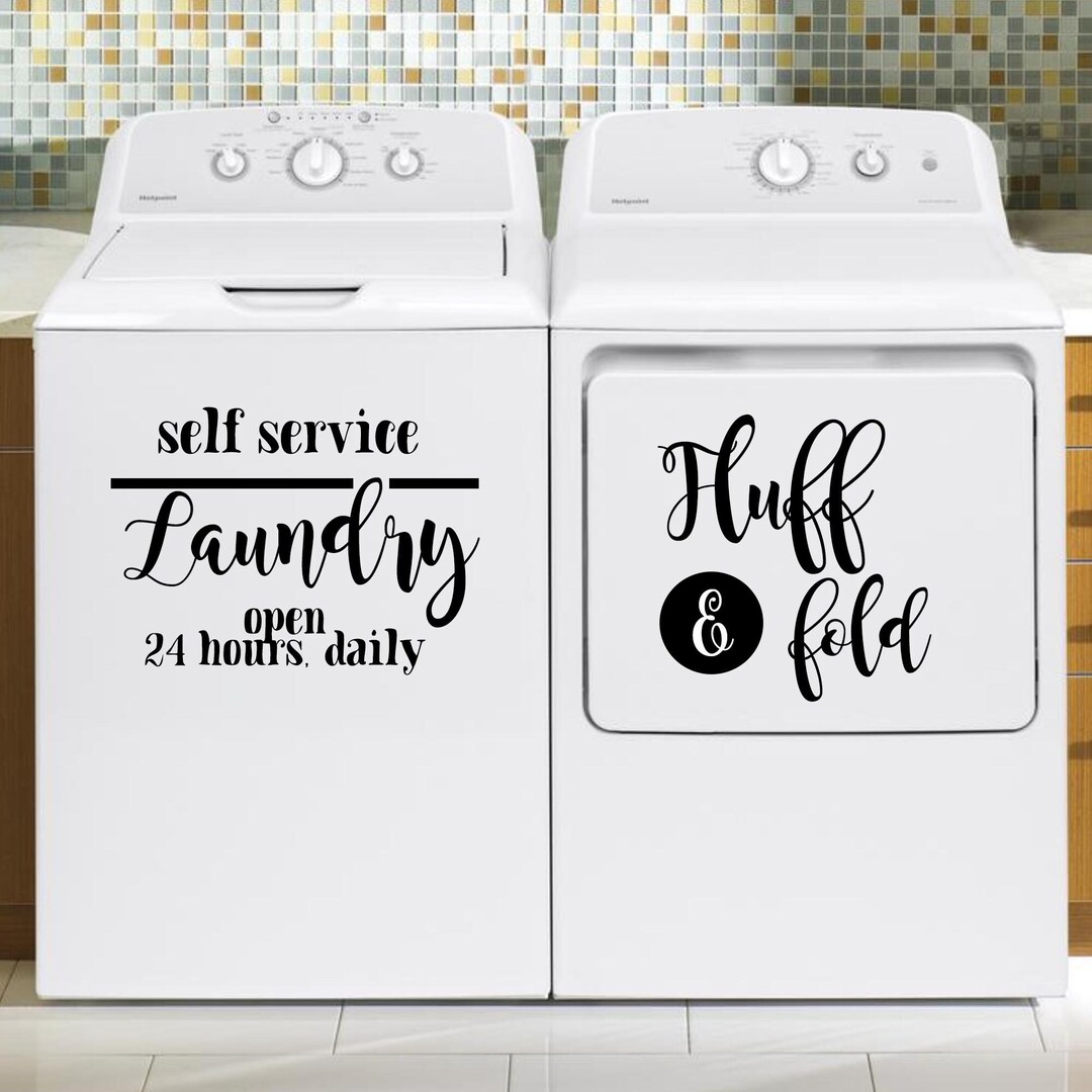 Washing Machine and Dryer Decal Sticker, Self Service, Fluff & Fold ...