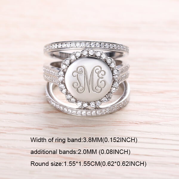 Sterling Silver Monogram Ring - Etsy
