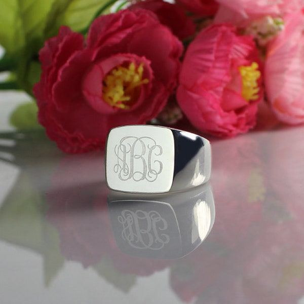 Monogram Signet Ring - Etsy
