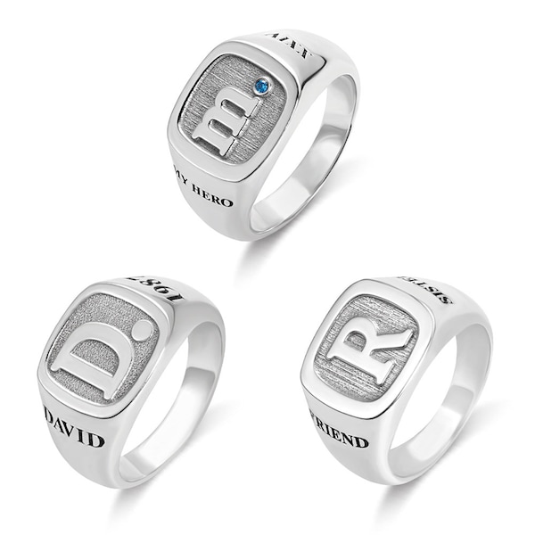 Initial Ring for Men - Etsy