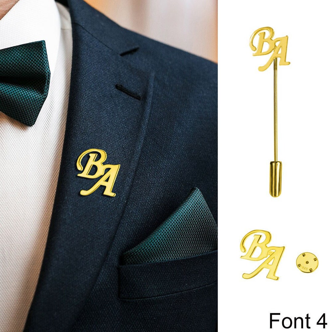 Personalized Initial Name Lapel Pin 18k Gold Plated Silver - Etsy