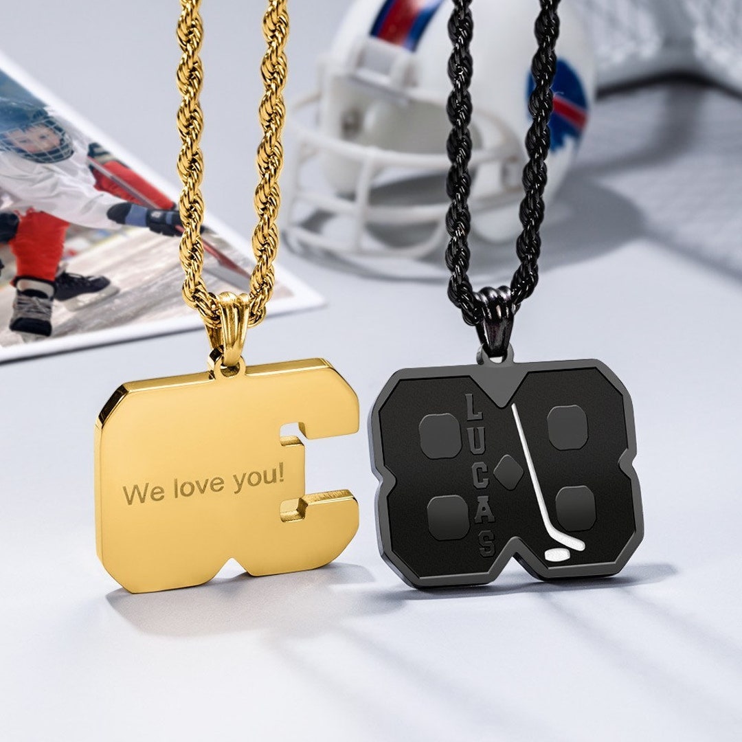Ice Hockey Number Necklace Personalized Name Ice Hockey Necklace Sports ...