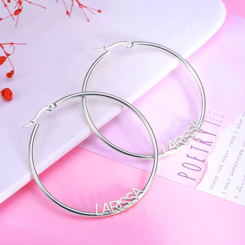 Personalized Name Hoop Earrings Custom Hoops Earrings Gift | Etsy