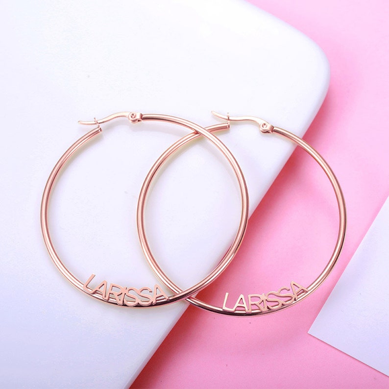 Personalized Name Hoop Earrings Custom Hoops Earrings Gift | Etsy