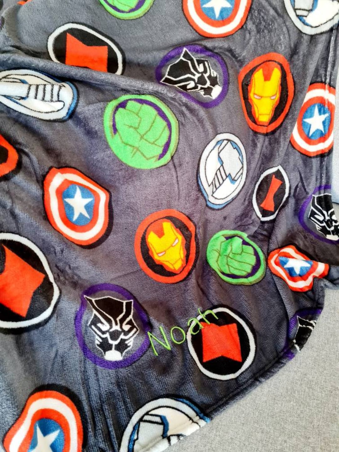 Super Soft Avengers Marvel Personalised Blanket, Embroidered Boys ...