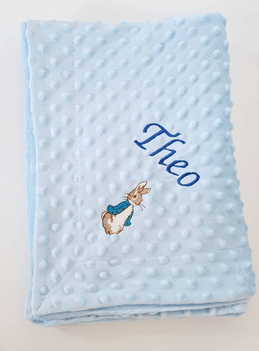 Peter Rabbit Embroidered Personalised Blanket New Baby New Born Toddler ...