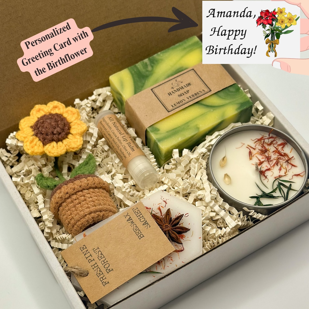 Personalized Birthday Box, Birth Flower Birthday Gift Box, Birthday ...