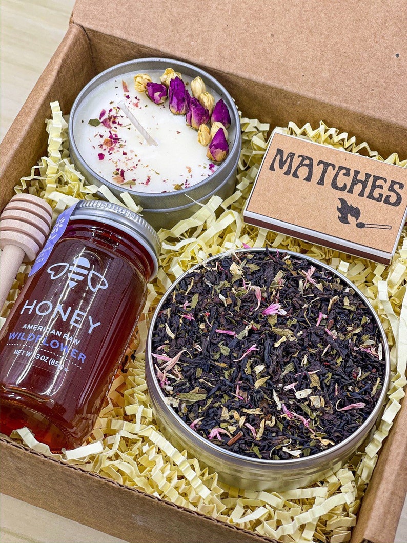 Organic Herbal Tea Set With Honey and Candle Thinking of You - Etsy
