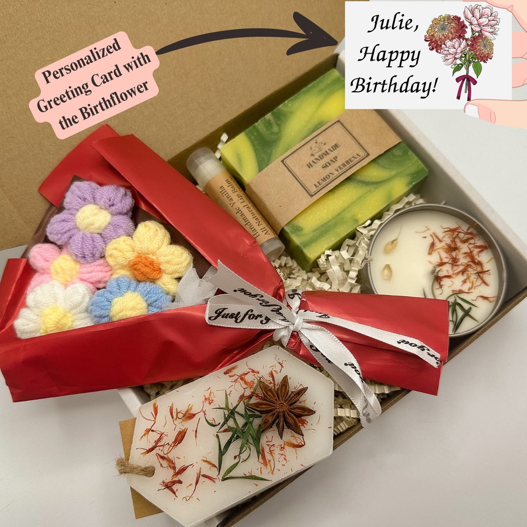 Birth Flower Birthday Gift Box, Personalized Birthday Box, Birthday Present, Gift for Best ...